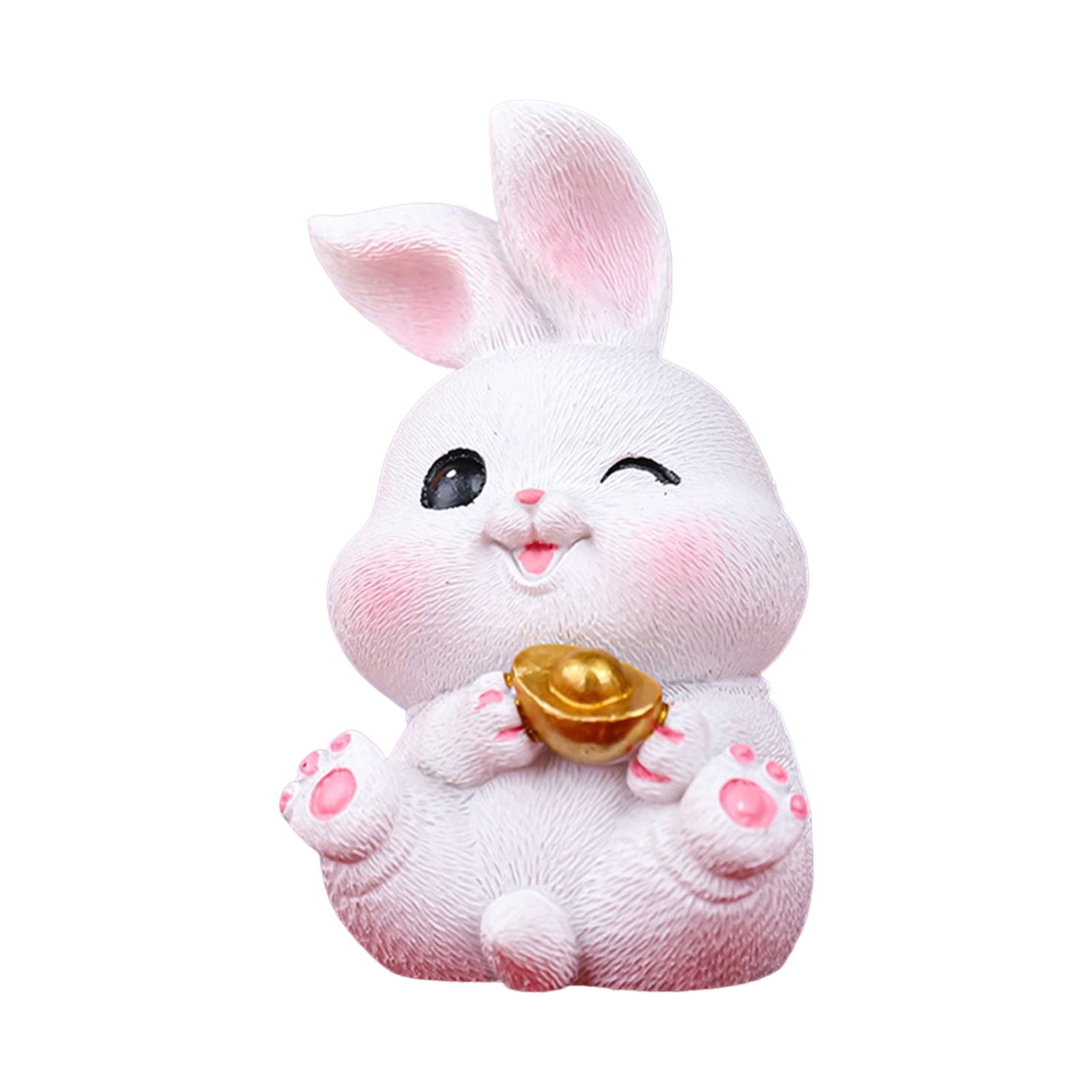 Yoone Rabbit Statue Cartoon Vivid Expression Resin Mini Cute Animal ...