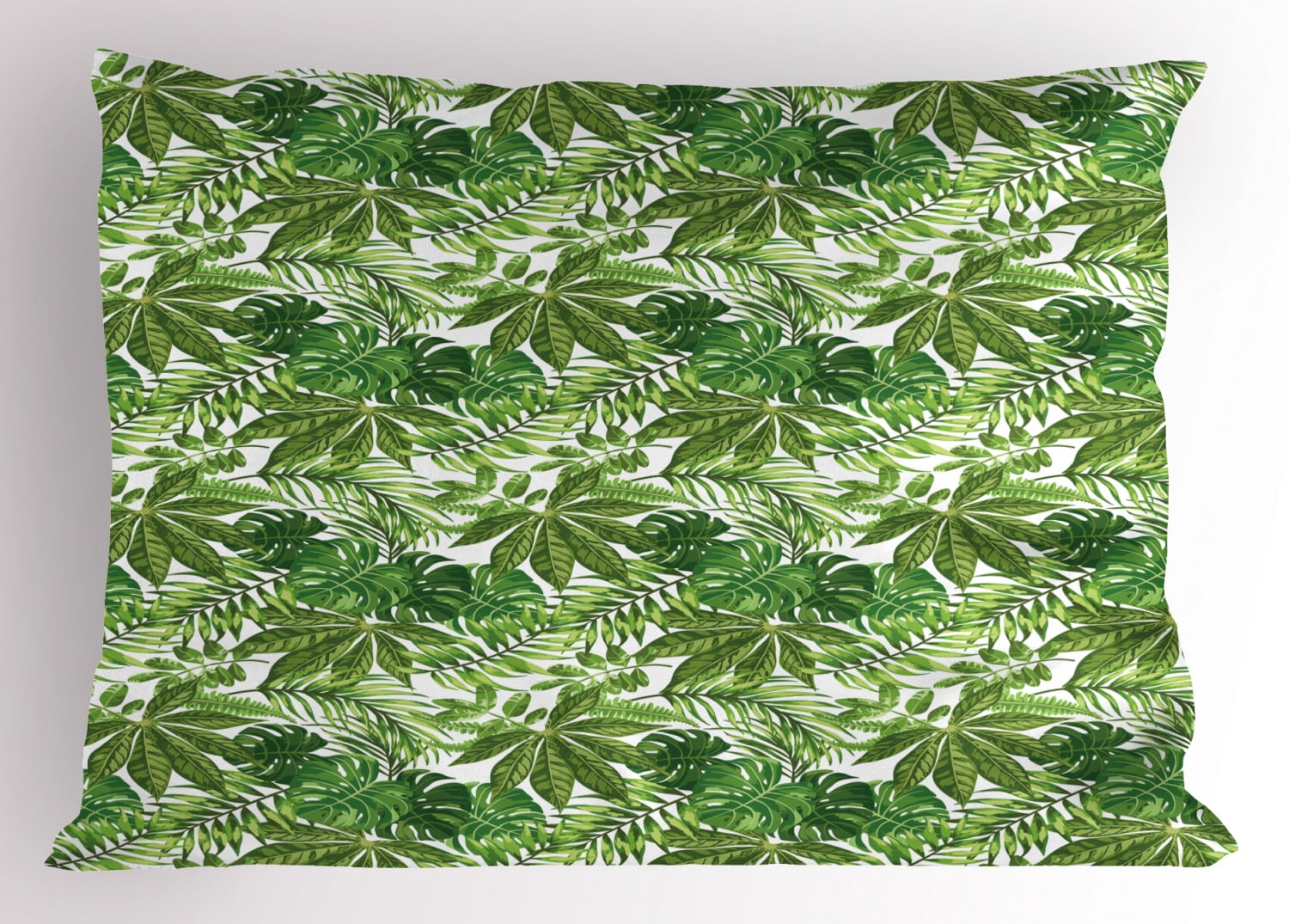 Palm Leaf Pillow Sham Mix of Jungle Foliage Leaves Madagascar Aloha ...