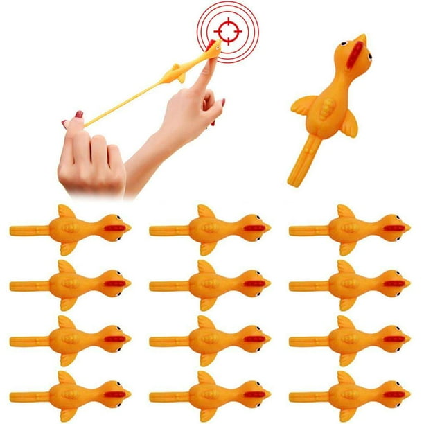 kurtrusly 12 Pcs TPR Slingshot Chicken Toy Stretchy Chick Flick Chicken ...