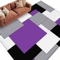 5x8 Area Rugs, Purple Grey Black Geometric Non-Skid Rubber Backing ...