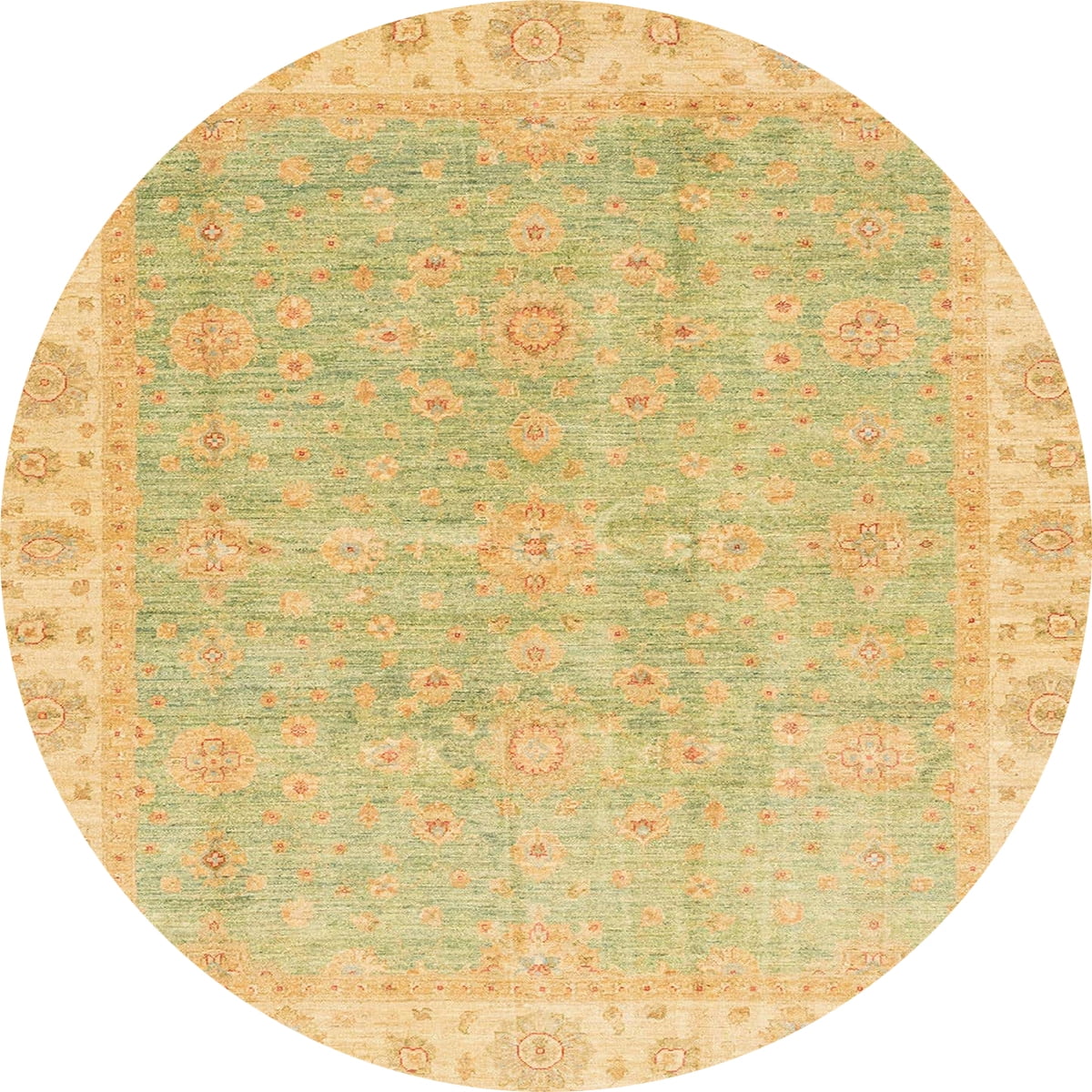 Ahgly Company Indoor Round Abstract Yellow Oriental Area Rugs, 8' Round ...