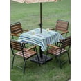 Blue Green Stripes Square Outdoor Tablecloth with Umbrella Hole ...