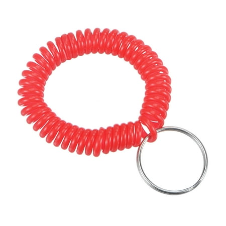 Uxcell Plastic Wrist Coil Keyring Stretchable Spiral Keychain, Red 4 ...