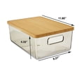 Pen+Gear Organizational Storage Box with Woodgrain Pattern Lid, Silver ...