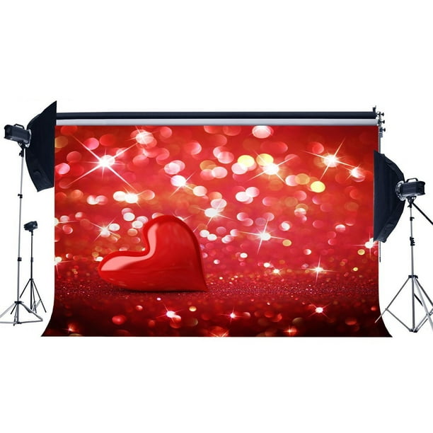 7x5ft Photography Backdrop Valentines Day Hearts Bokeh Halos Glitter