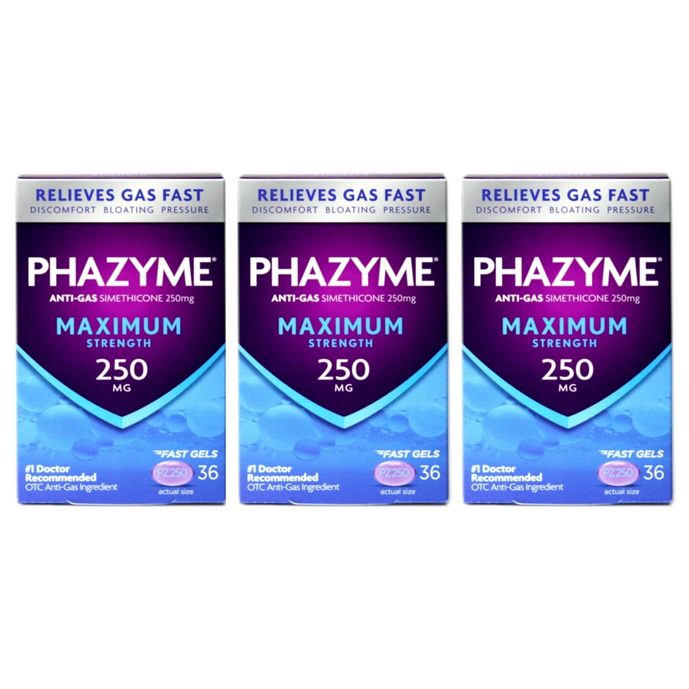 3 Pack - Phazyme Maximum Strength Softgels, 36 Each - Walmart.com ...