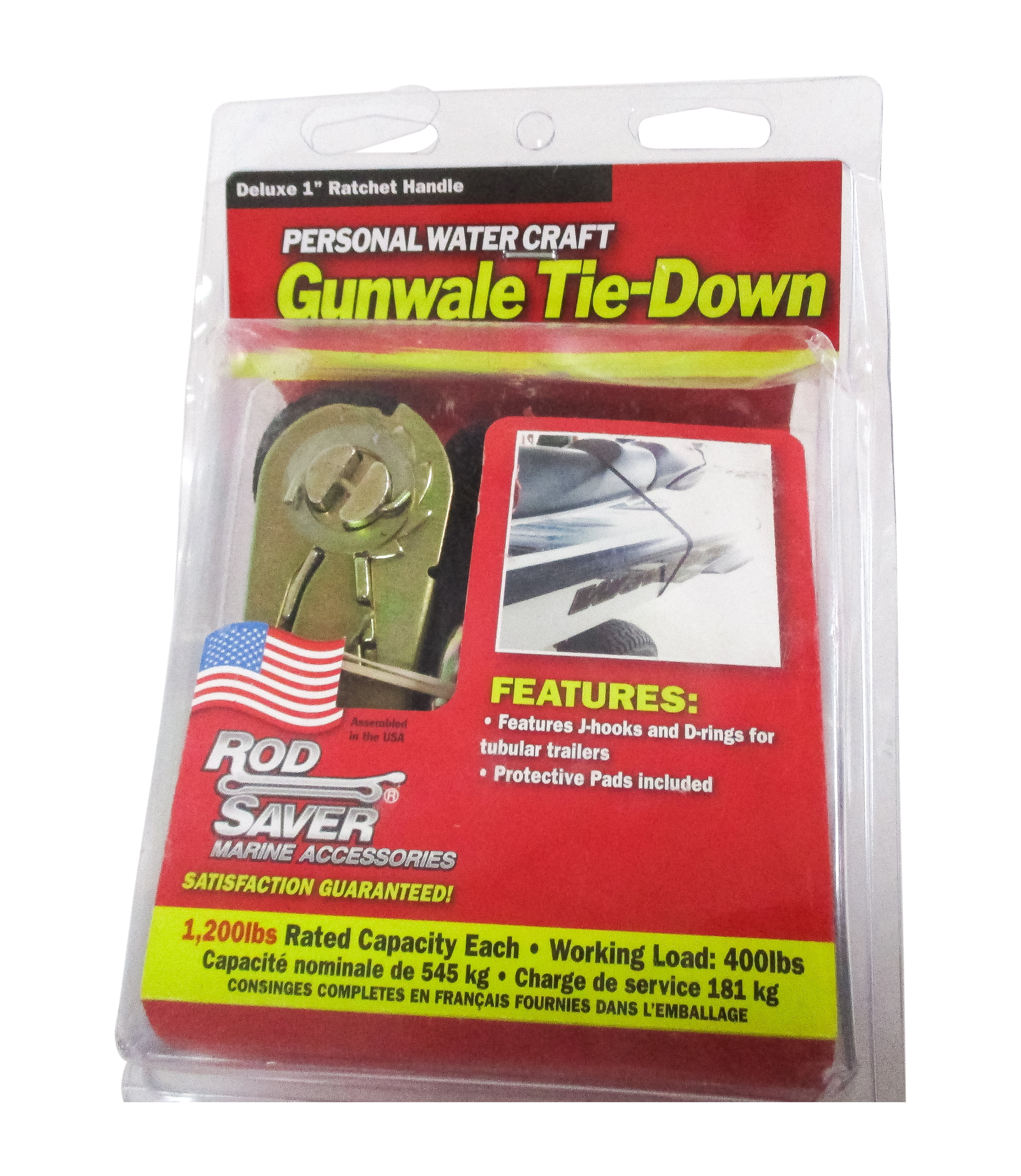 Rod Saver Personal Watercraft Gunwale Tie-Down With Protective Pads PWC ...