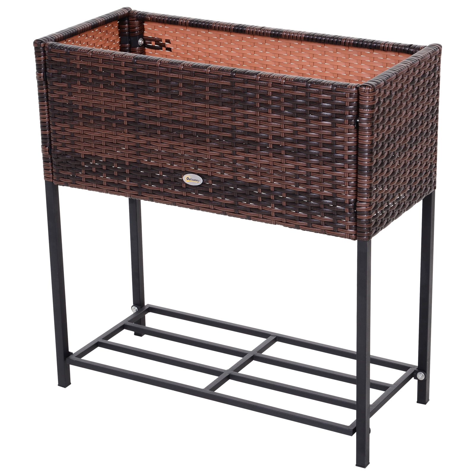 Buy Outsunny Indoor Outdoor Wicker Plant Stand Elevated Rattan Flower ...