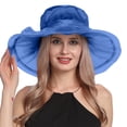 Women's Organza Wide Brim Sun Hat Foldable UV Protection Summer Beach ...