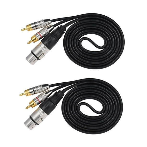 2Pieces Double Male Plug to XLR 3-Pin Female Microphone Cable Y ...