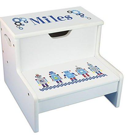 Personalized Robot White Childrens Step Stool with Storage | Walmart Canada