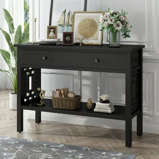 Padula Console Table in Black Wood - Walmart.com