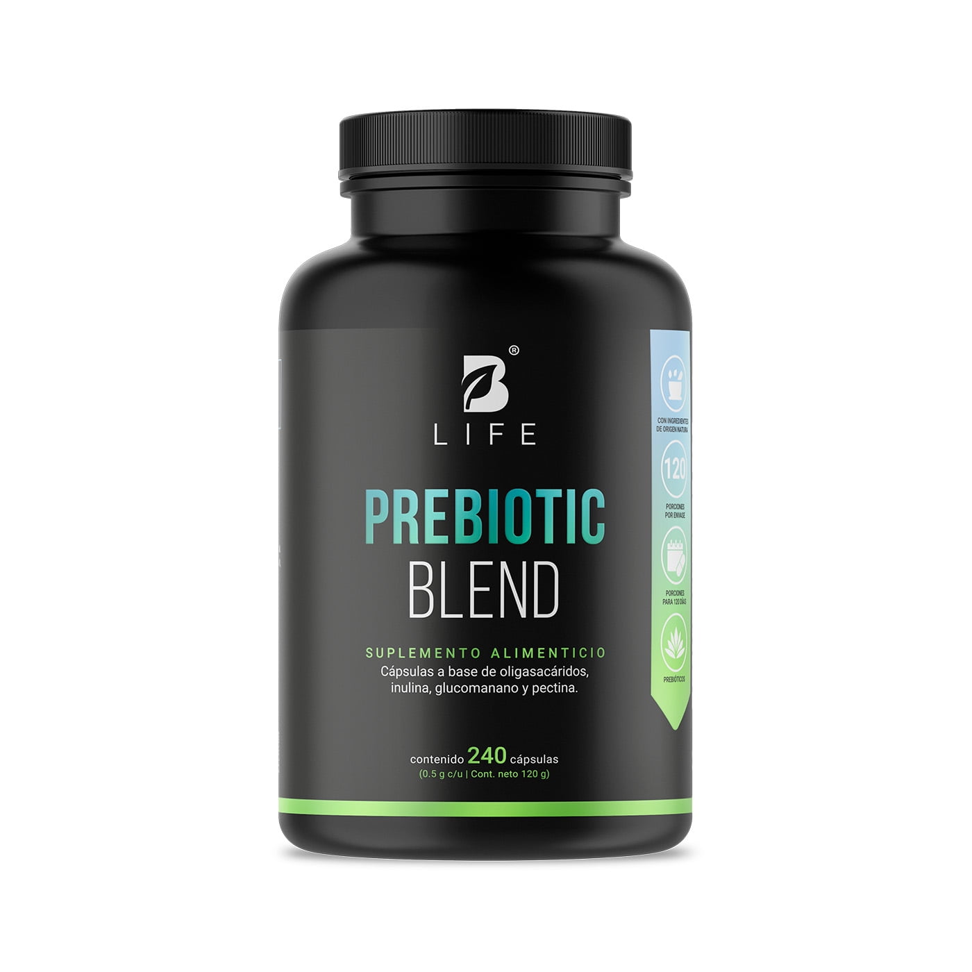 Prebióticos | 240 cápsulas | 1000 mg por porción | Adicionado con ...