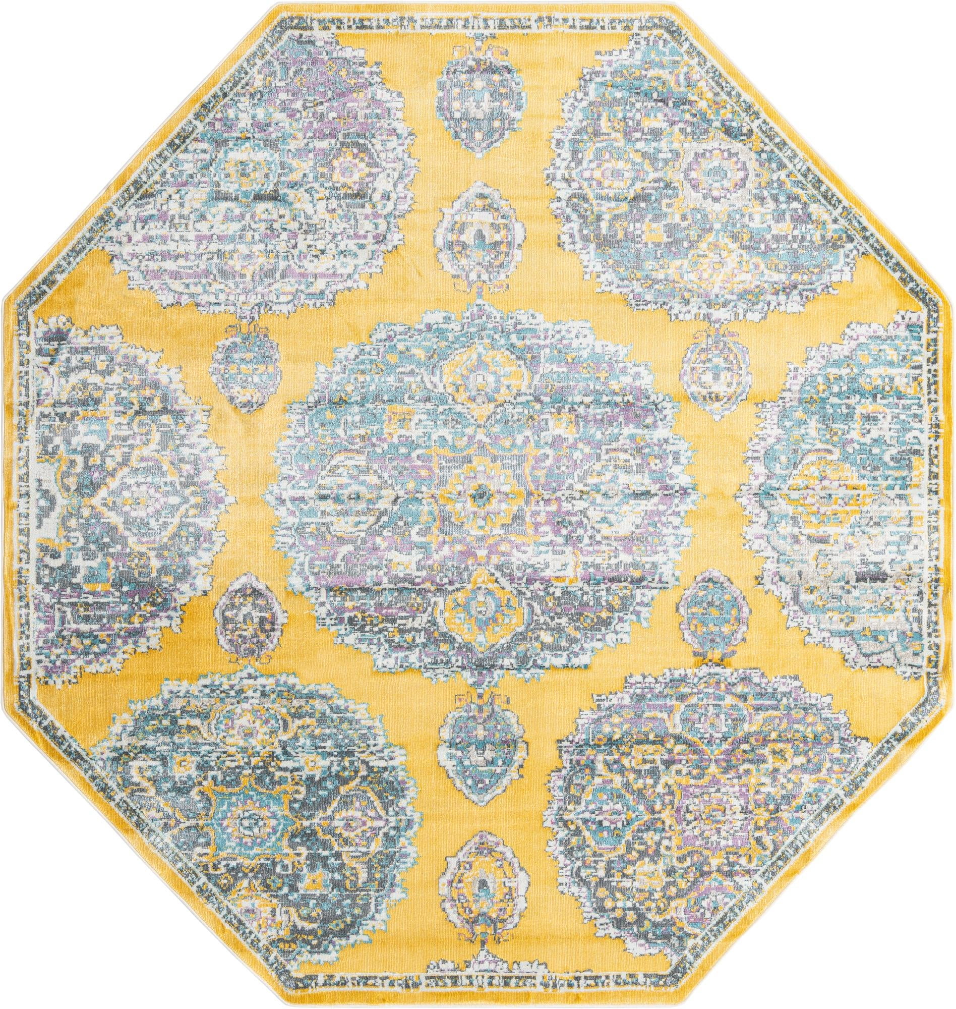 Rugs.com Paragon Collection Rug – 8 Ft Octagon Yellow Medium-Pile Rug ...