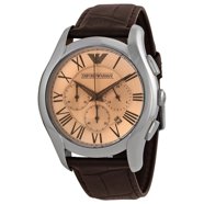 Emporio Armani Men's Classic Chronograph Cream Face Brown Leather Strap ...