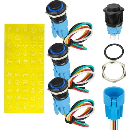 QUETO 3pcs Push Button Switch, 19mm Latching Push Button Switch 12V ...