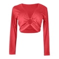 DuoJiaJ Womens Long Sleeve Crop Top, Deep V Neck with Hollow Out Metal ...
