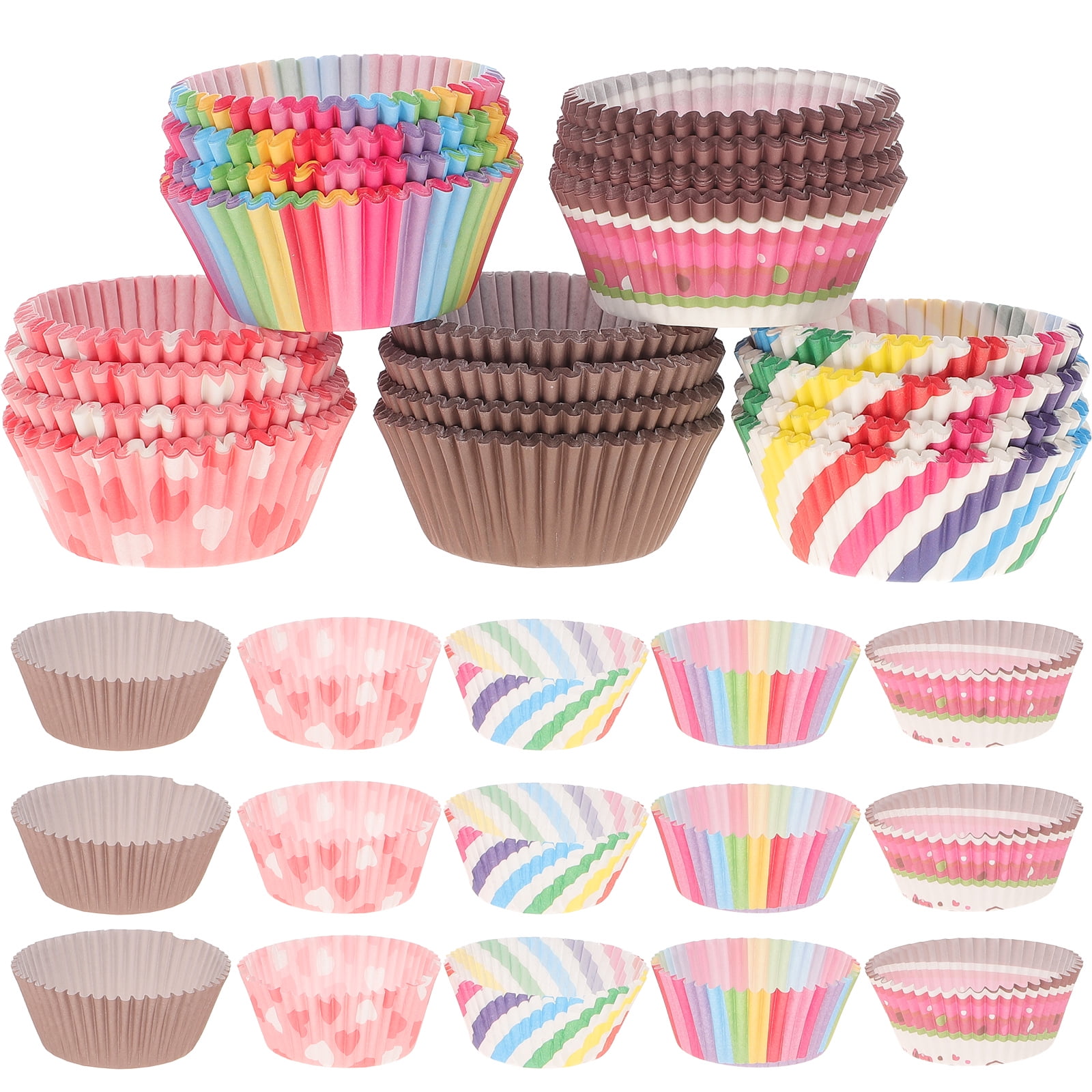 NUOLUX 500Pcs Mini Cupcake Baking Cups Roll Rim Cake Cups Oil Proof ...