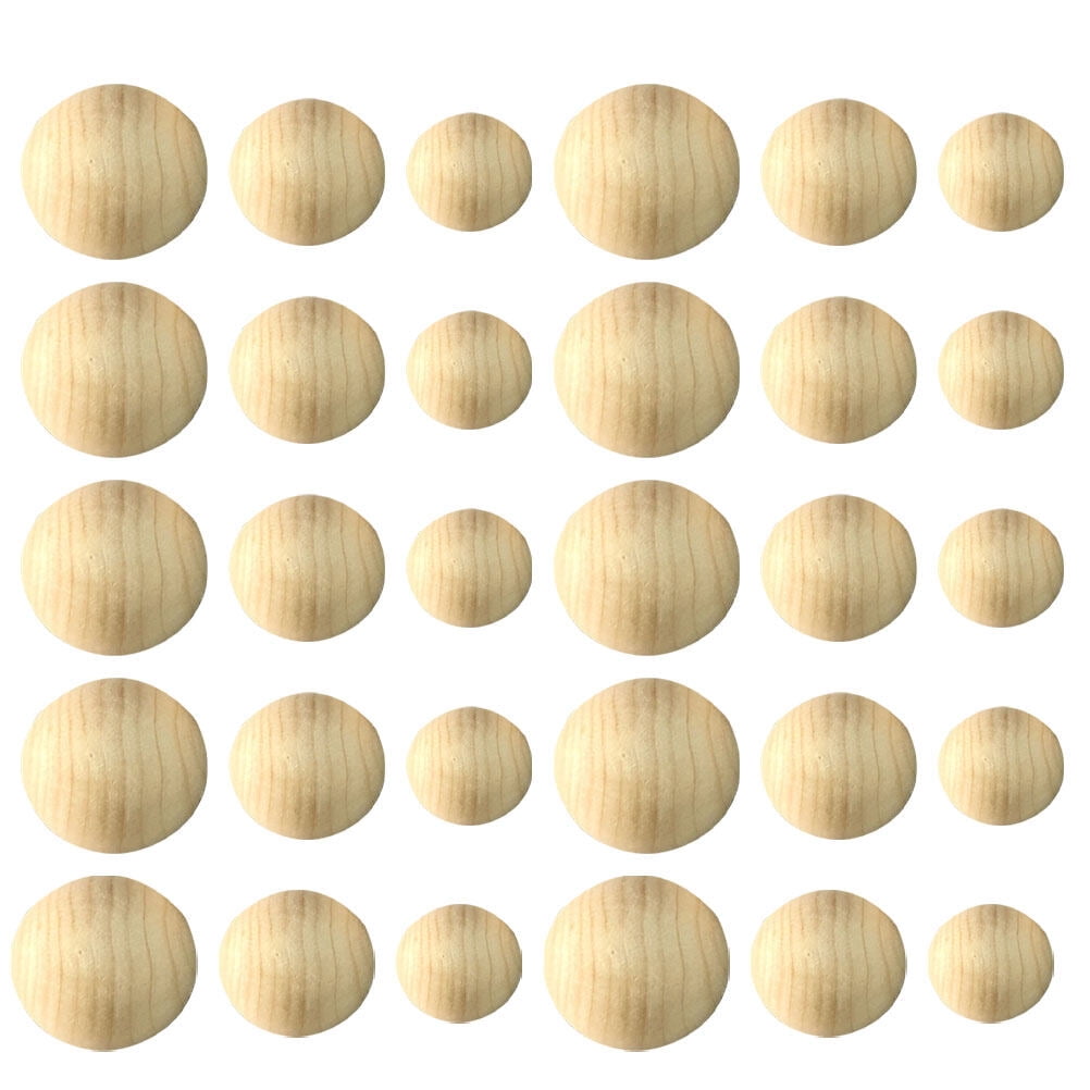 30 Pcs Unfinished Half Wooden Balls Mini Hemisphere Half Lotus Wood ...