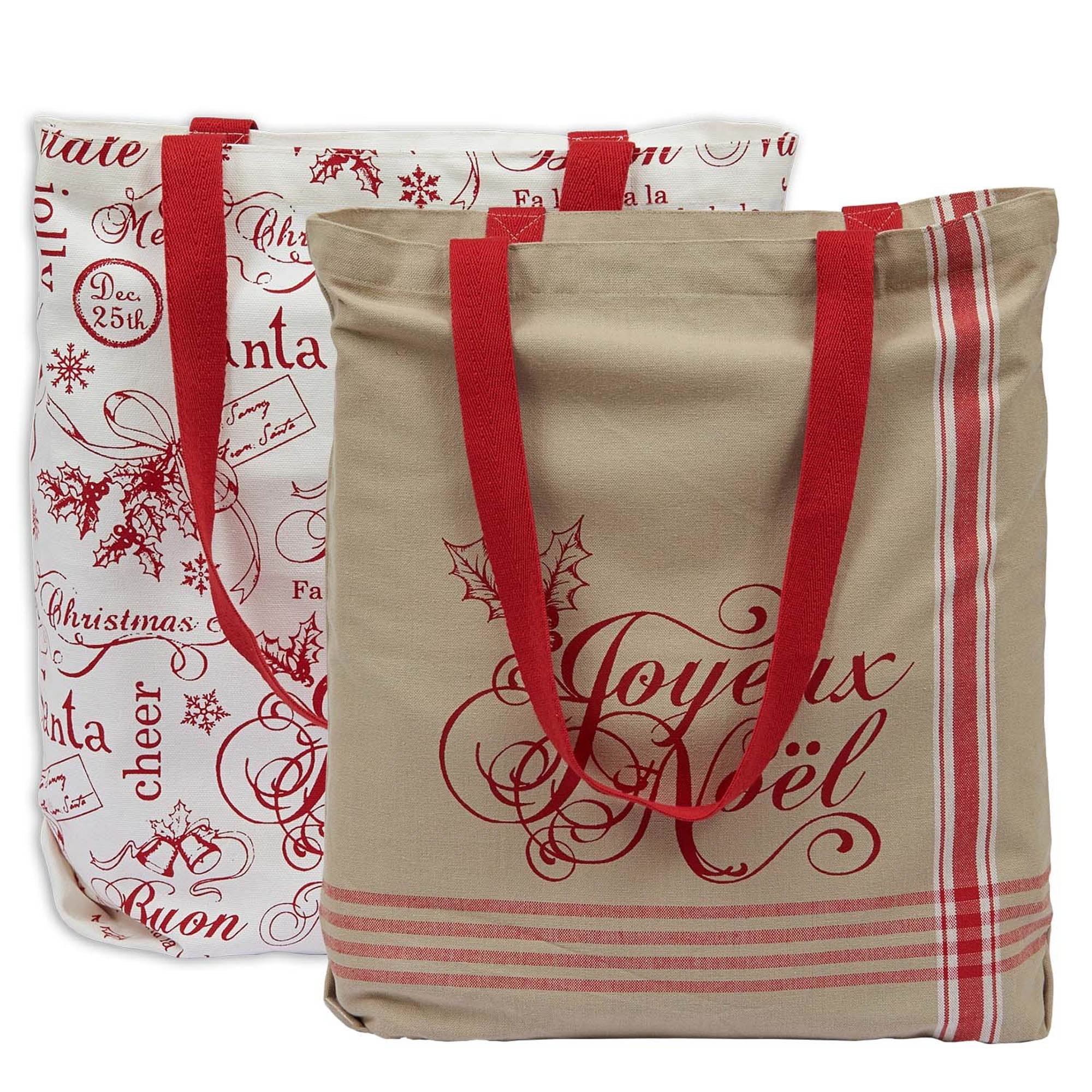DII Cotton Christmas Holiday Candy Tote Gift Bag, 15x16x4" Set of 2 ...