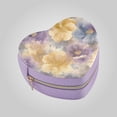 Dreamy Purple Blue Yellow Flowers PU Leather Heart-shaped Jewelry Box ...