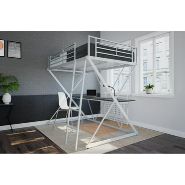 Powell Twin Loft Bed with Study and Basketball Hoop, Blue - Walmart.com