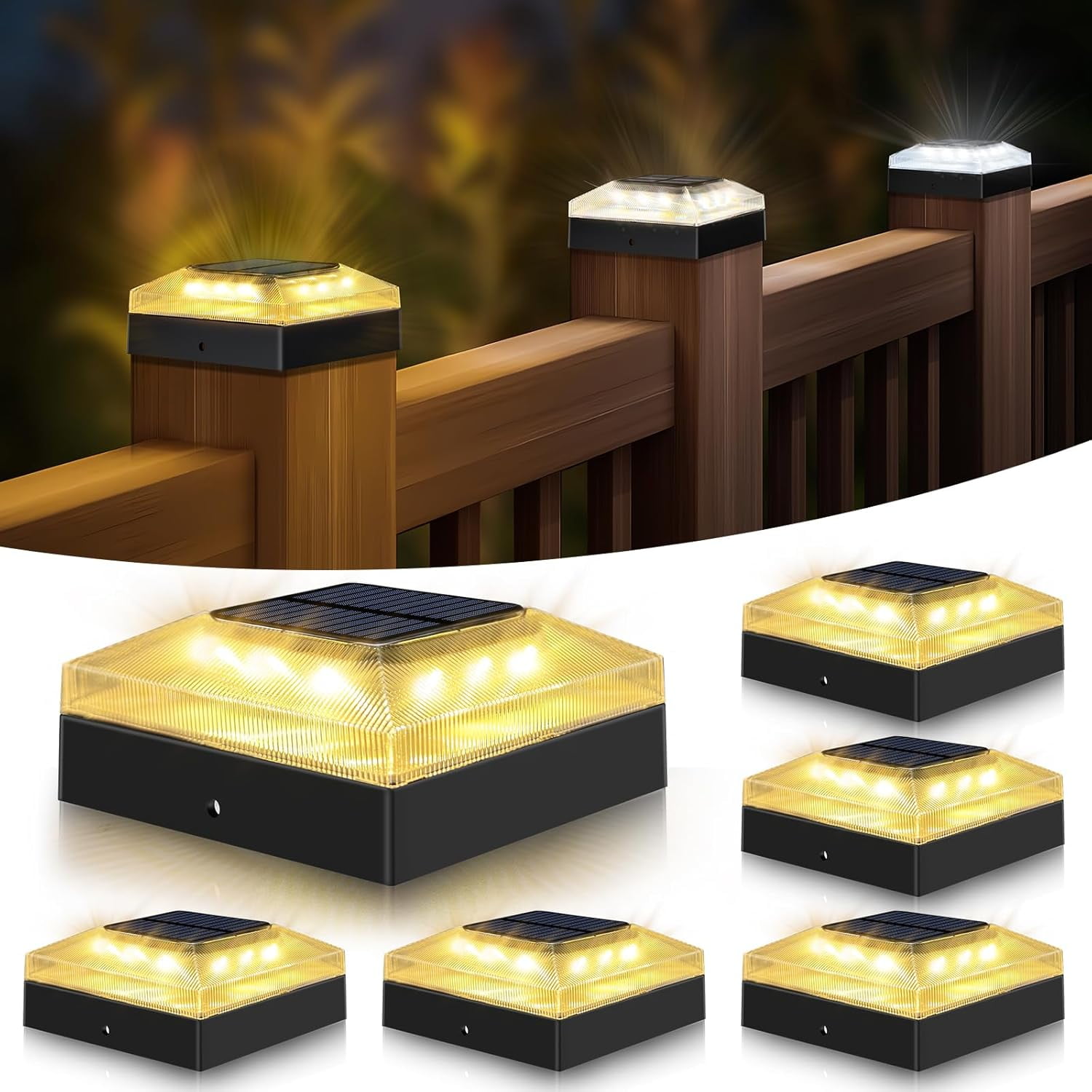 Click here for Siabc-4x4 Solar Post Caps Lights  6 Pack 3 Color M... prices