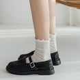 Women's cotton knit booty socks knee high garter with lace trim ...