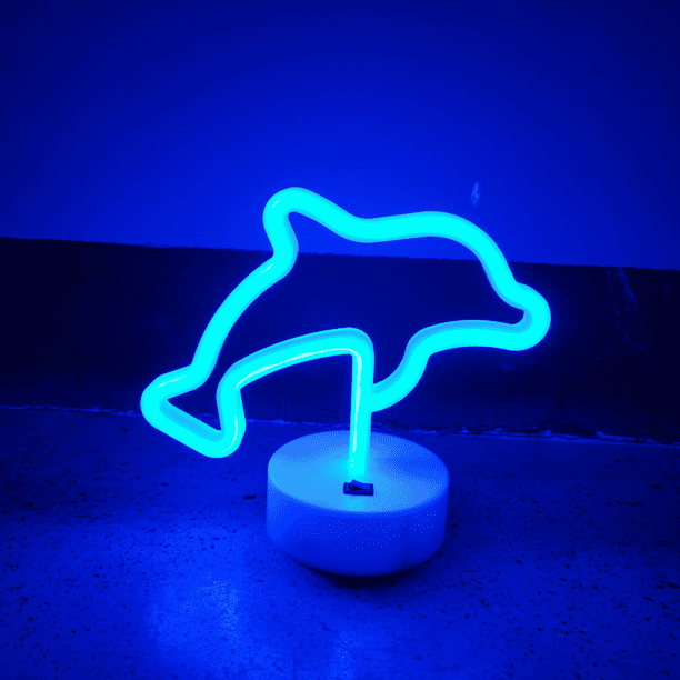 Blue Dolphin Shaped Led Neon Night Neon Sign Usb And Battery Powered ...
