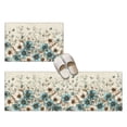 Art Botanical 2 Pieces Non-Slip Kitchen Mat Set, Teal Beige Floral Blue ...
