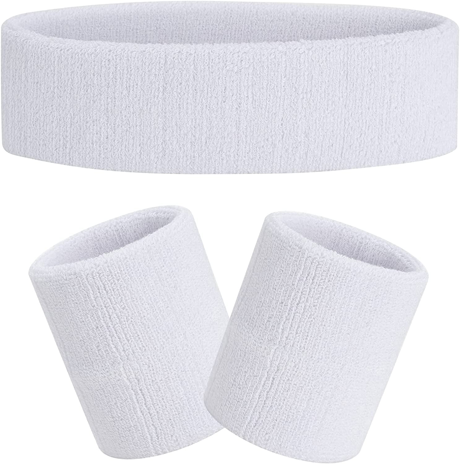 Sweatbands Set, Headband and Wrist Sweatbands, Cotton Sweat Band for ...