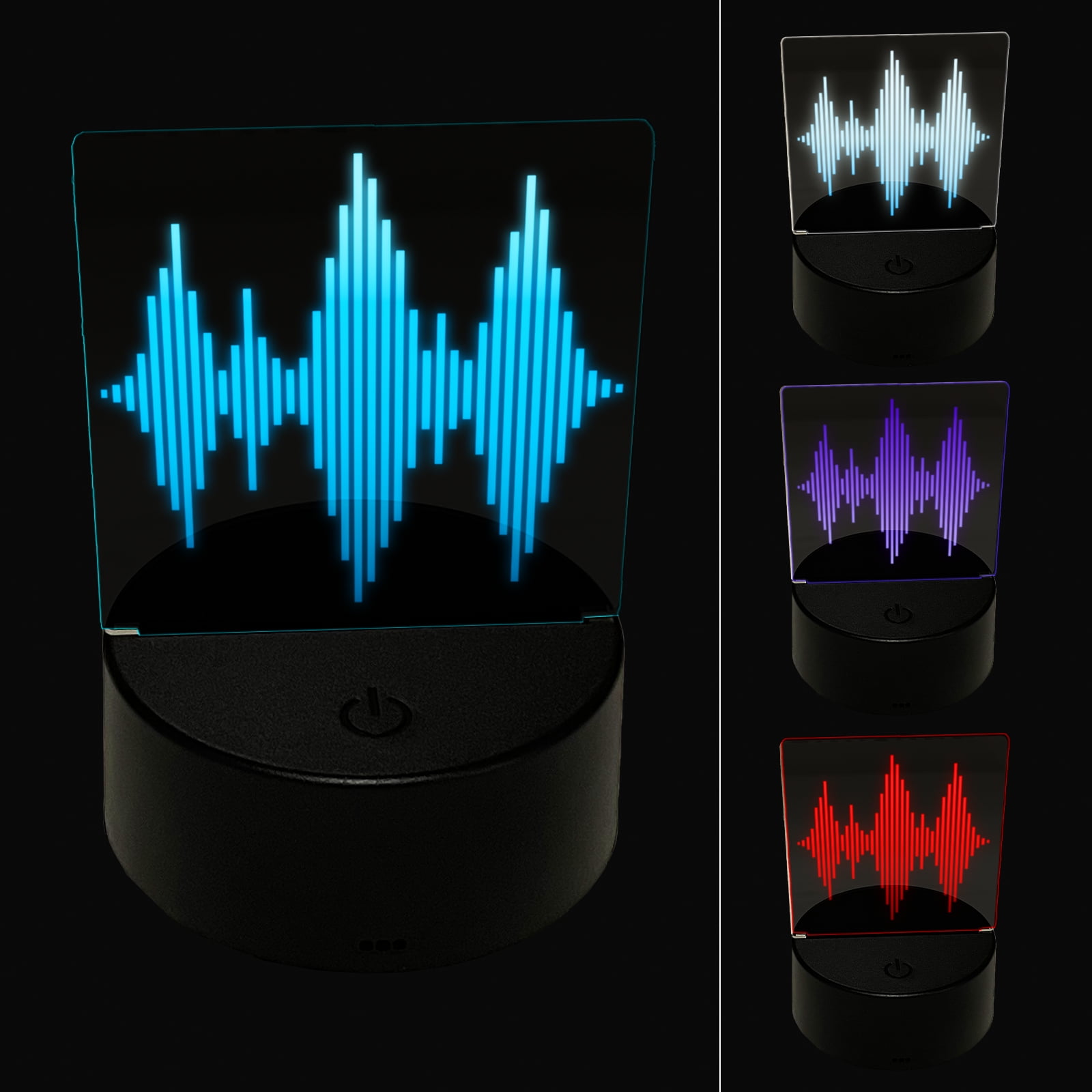 Sound Waves Music LED Night Light Sign 3D Illusion Desk Nightstand Lamp ...
