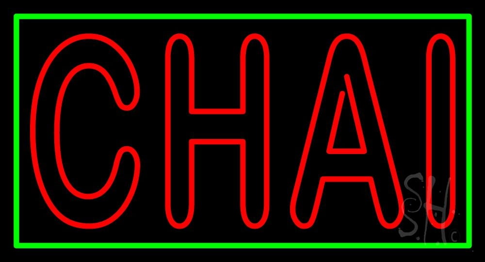 Double Stroke Red Chai LED Neon Sign 13 x 24 - inches, Clear Edge Cut ...