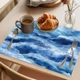 Blue Coastal Placemats Set of 8 Modern Abstract Beach Waves Ocean Place ...