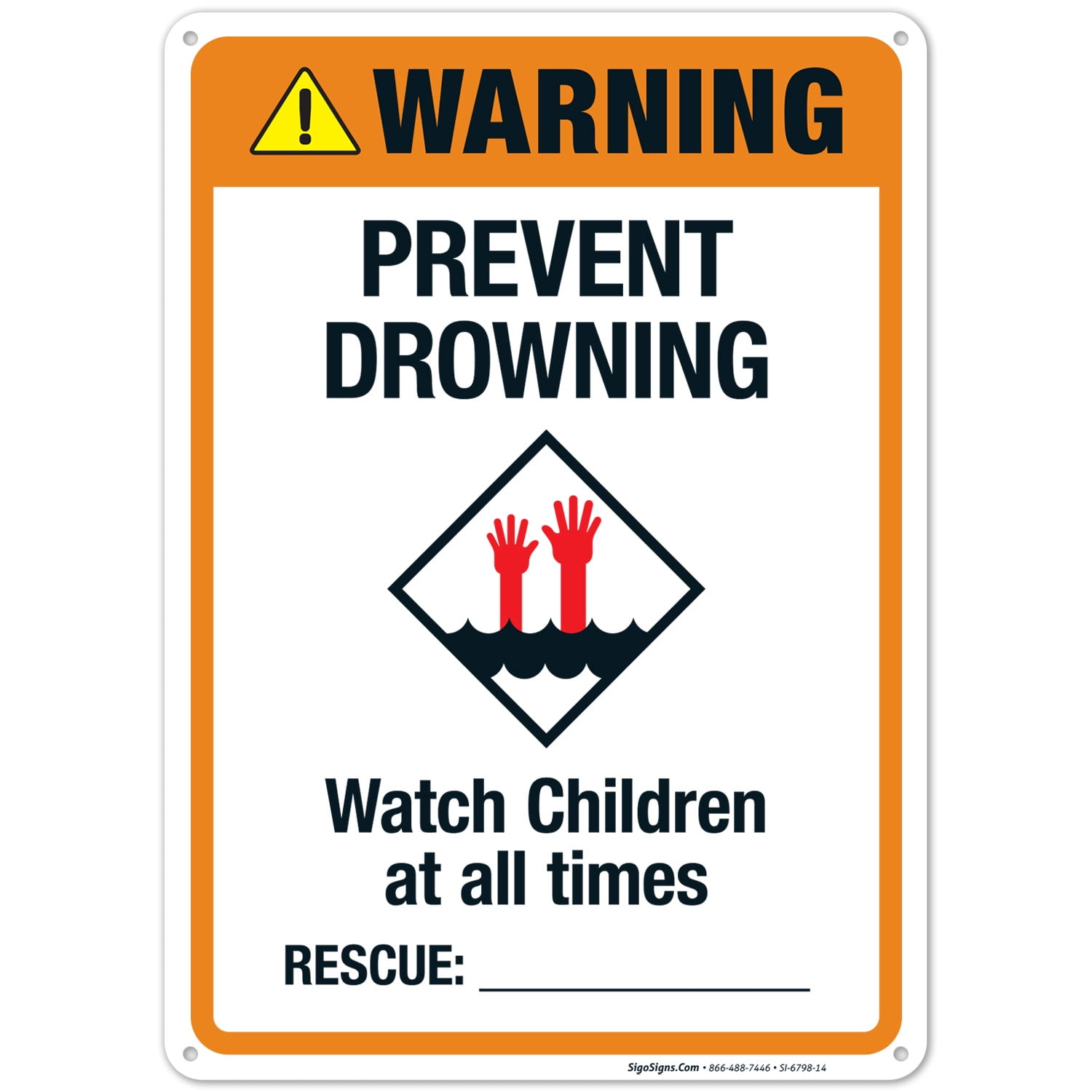 Prevent Drowning Sign, Pool Sign, - Walmart.com