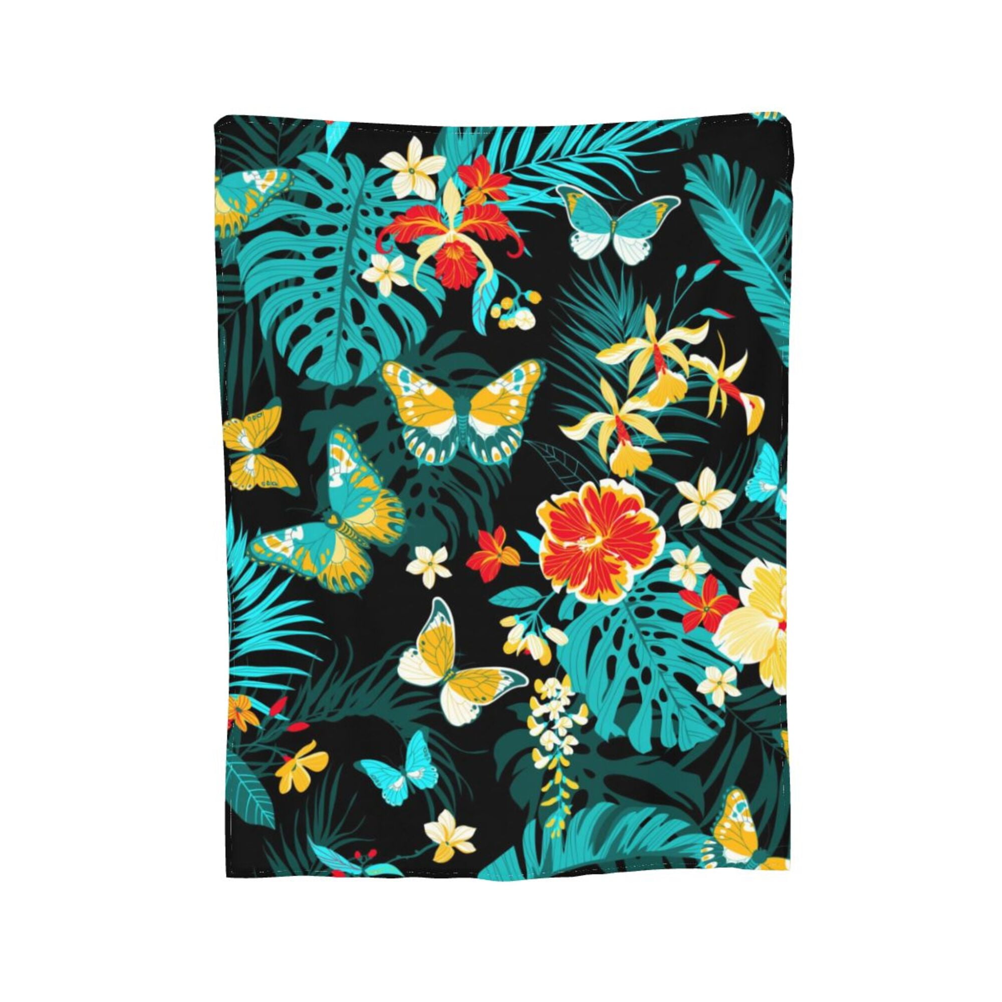 XMXY Fleece Throw Blanket for Couch, Tropical Simple Flowers ...