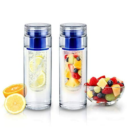Infuze H2o 2 Pack Blue Fruit Infuser Water Bottles 26oz BPA Free Tritan ...