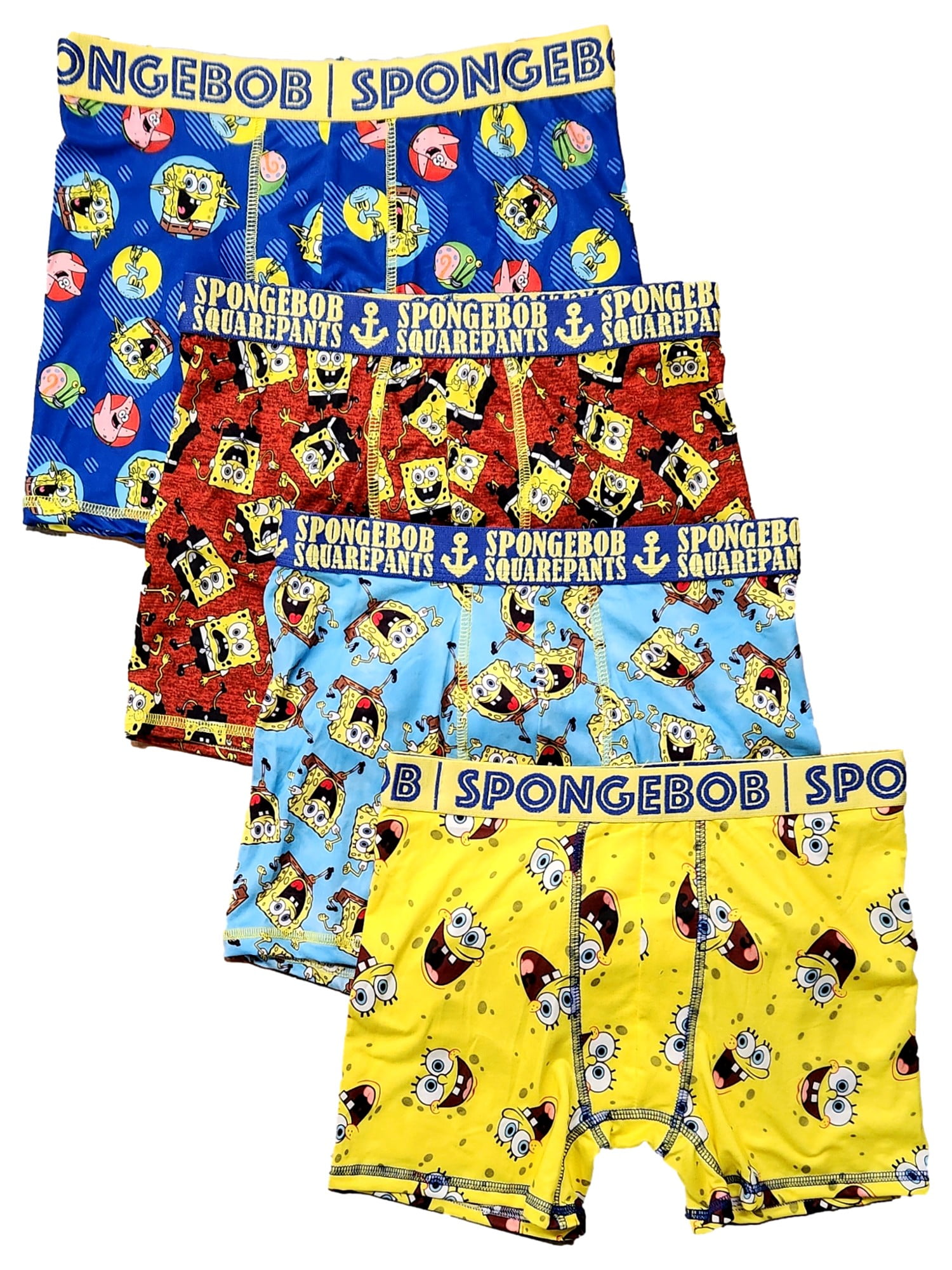 SpongeBob SquarePants Boys Allover Print Boxer Briefs, 4-Pack, Sizes XS ...