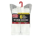 Wrangler Men's Cushion Crew Socks, Large Work Socks for Men, White, 6 ...