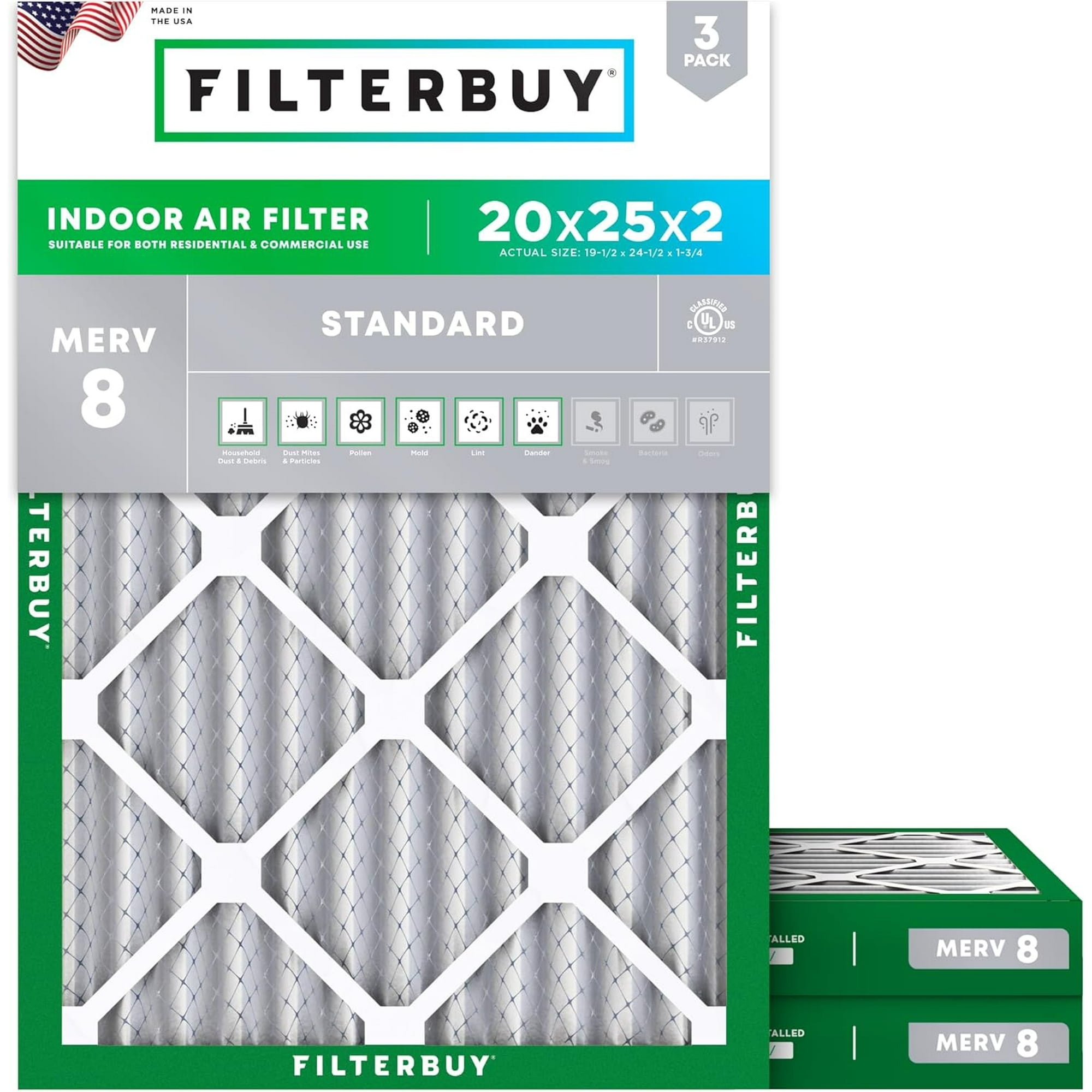 Click here for Filterbuy 20x25x2 Merv 8 (Mpr 600) Dust Defense  P... prices