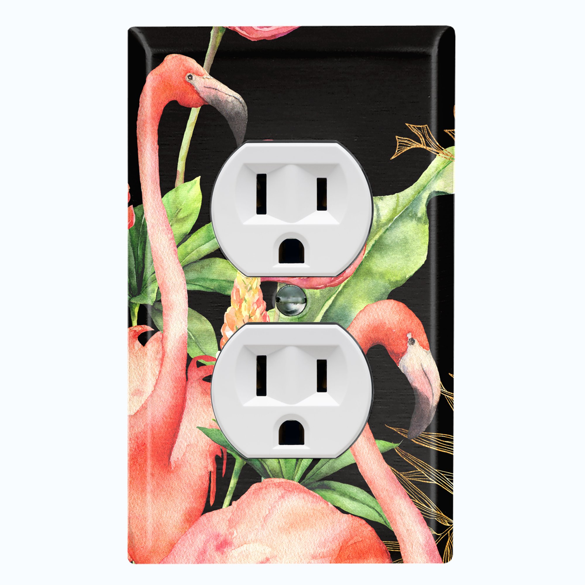 Metal Light Switch Plate Outlet Cover Tropical Pink Flamingo Flowers ...