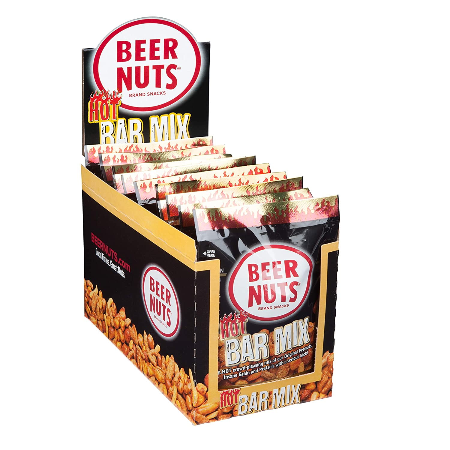 BEER NUTS - 12 Pack - 2.0 oz. Bags | Hot Bar Mix - Walmart.com