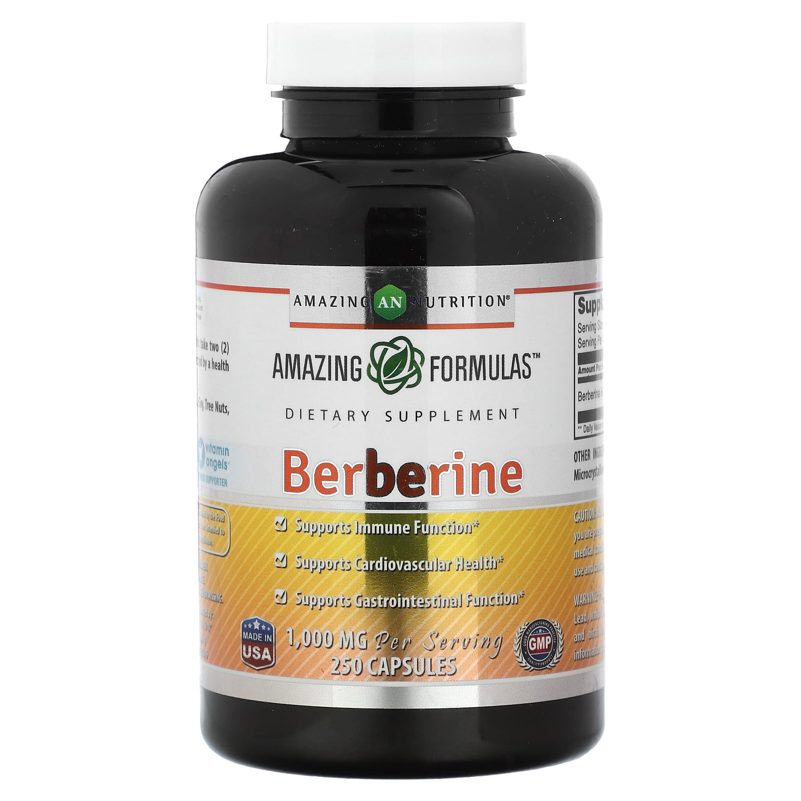 Berberine, 500 mg, 250 Capsules, Amazing Nutrition - Walmart.com