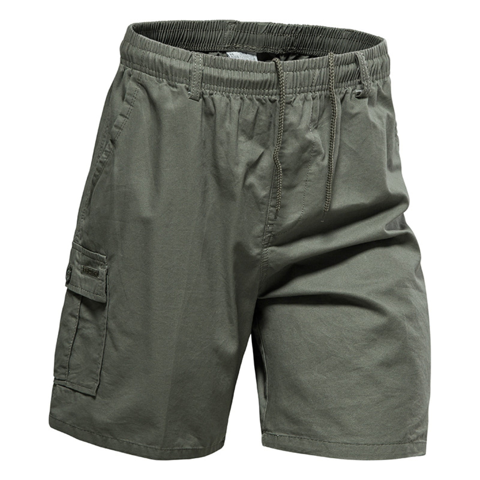 SEMIMAY Male Summer Cargo Pants Button Solid Color Pocket Tether Plus ...