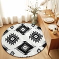 Bohemian Black Area Rug, Gray Aztec Ethnic Style Geometric Country Non ...