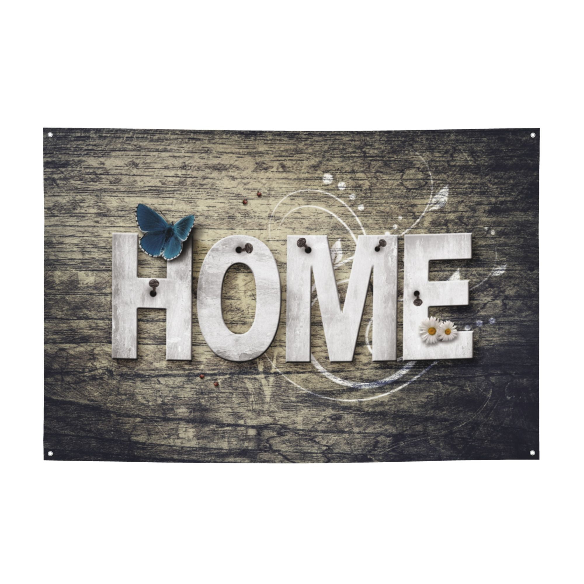 DouZhe Home Butterfly Graphic Sign Banner, Wood Background Hanging ...