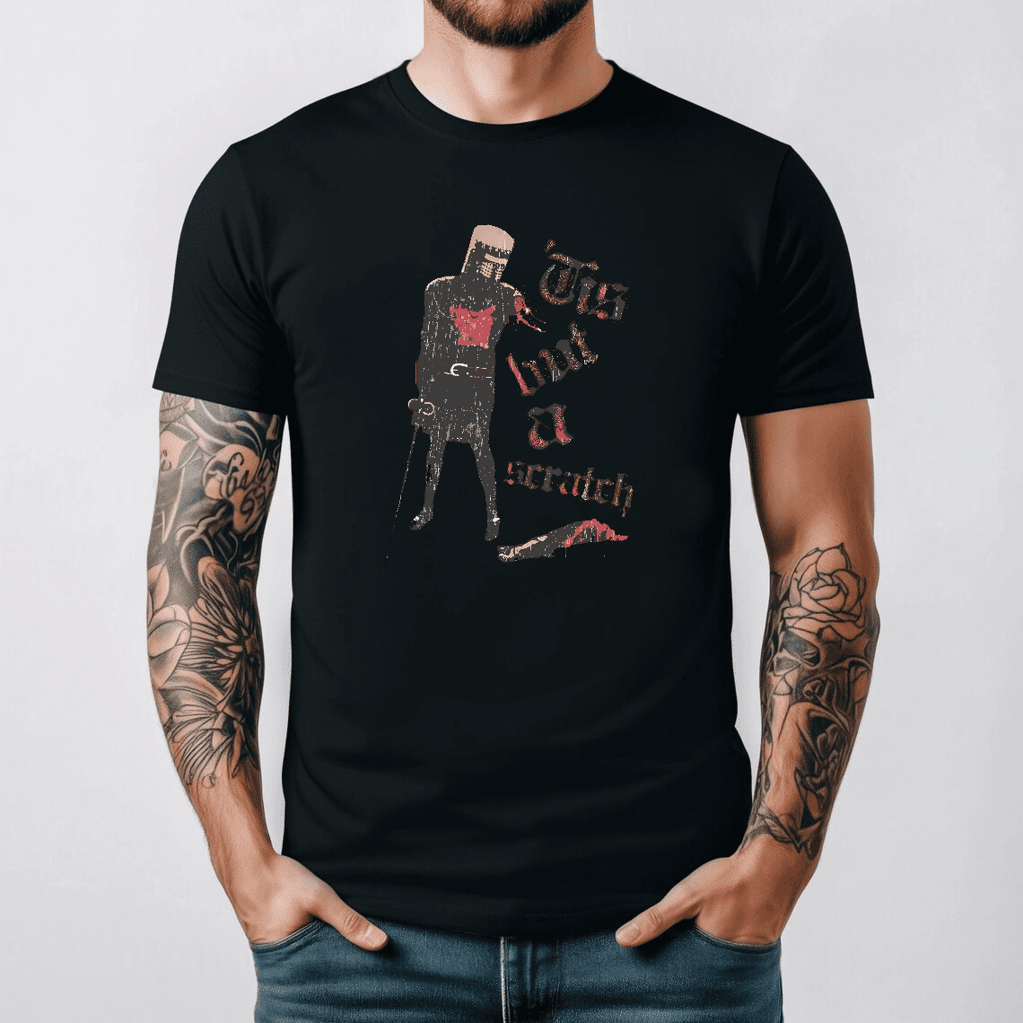 Tis But A Scratch T-Shirt Monty Fun TV Python Black and the holy Kinght ...