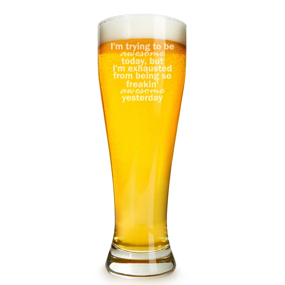 I'm Trying To Be Awesome Engraved 16 ounce Beer Glass Pilsner - Walmart.com