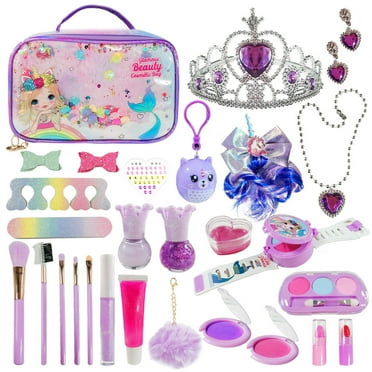 29 Pcs Kids Makeup Kit for Girls, Safe & Non Toxic Washable Makeup Toy ...