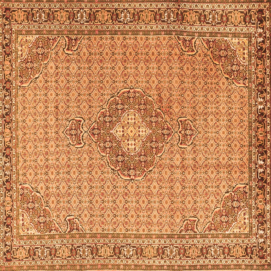 Ahgly Company Indoor Square Medallion Orange Traditional Area Rugs, 4 ...